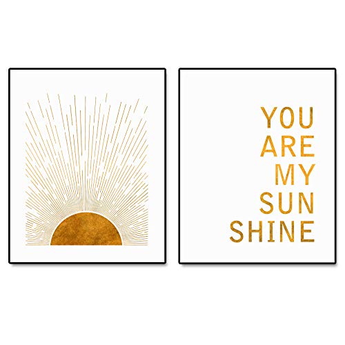 Sun Rise Art, You Are My Sunshine, Kid Room Wall Decor, Boho Sun Wall Art, Minimalist Art, Boho Art Print, Modern Art, Sun Print, Set of 2 Prints - No Frame (8X10 INCH)