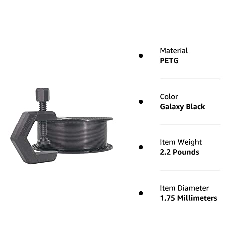 Prusament PETG Prusa Galaxy Black Filament 1.75mm 1kg Spool (2.2 lbs), Diameter Tolerance +/- 0.02mm