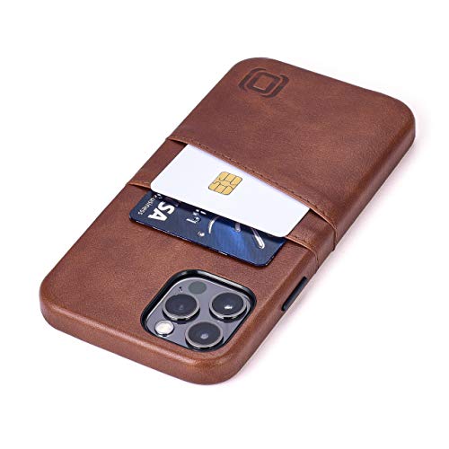 Dockem Wallet Case for iPhone 12 & iPhone 12 Pro: Built-in Metal Plate for Magnetic Mounting & 2 Credit Card Holders: 6.1" Exec M2, Smooth Synthetic Leather (Brown)