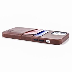 Dockem Wallet Case for iPhone 12 & iPhone 12 Pro: Built-in Metal Plate for Magnetic Mounting & 2 Credit Card Holders: 6.1" Exec M2, Smooth Synthetic Leather (Brown)