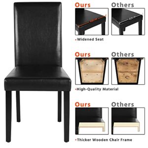 Yaheetech Dining Chair PU Leather Living Room Chairs Upholstered Parsons Diner Chairs Modern Kitchen Armless Side Chair with Solid Wood Legs Set of 4, Black