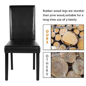 Yaheetech Dining Chair PU Leather Living Room Chairs Upholstered Parsons Diner Chairs Modern Kitchen Armless Side Chair with Solid Wood Legs Set of 4, Black