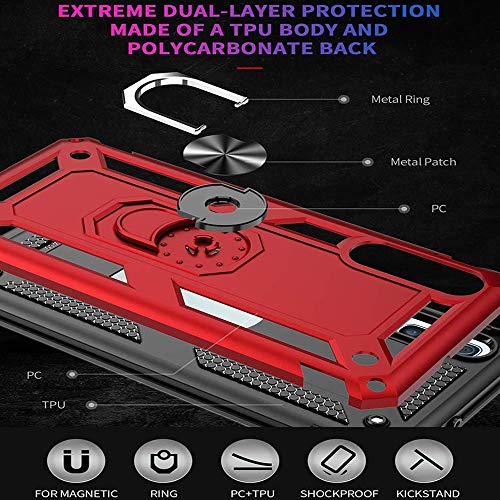 DuoLide for Xiaomi Redmi Note 9S / Note 9 Pro Case with Tempered Glass Screen Protector,Hybrid Heavy Duty Dual Layer Anti-Scratch Shockproof Defender Kickstand Armor Case Cover, Black