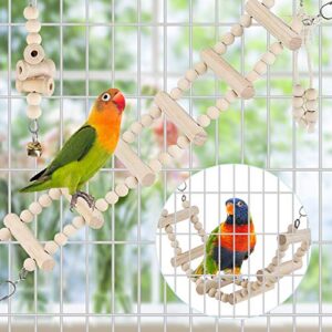 Bird Parrot Swing Toys, Chewing Standing Hanging Perch Hammock Climbing Ladder Bird Cage Toys for Budgerigar, Parakeet, Conure, Cockatiel, Mynah, Love Birds, Finches and Other Small to Medium Birds