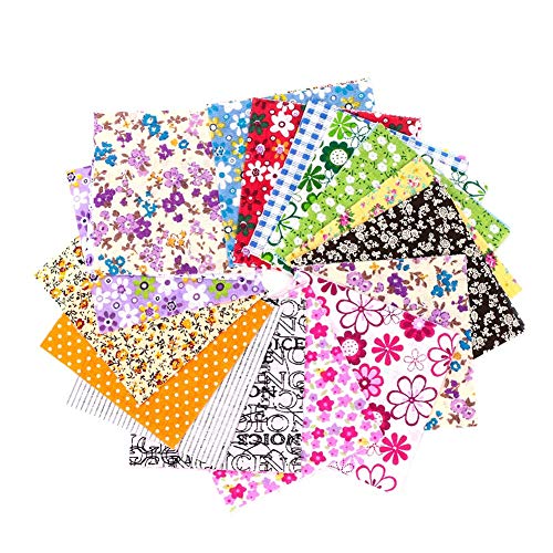 liuqingwind 30Pcs DIY Cloth Scrapbooking Quilting Sewing Fabric Flower Printed Patchwork Sewing Tissue to Patchwork,Quilting Squares Bundles Random Color & Style