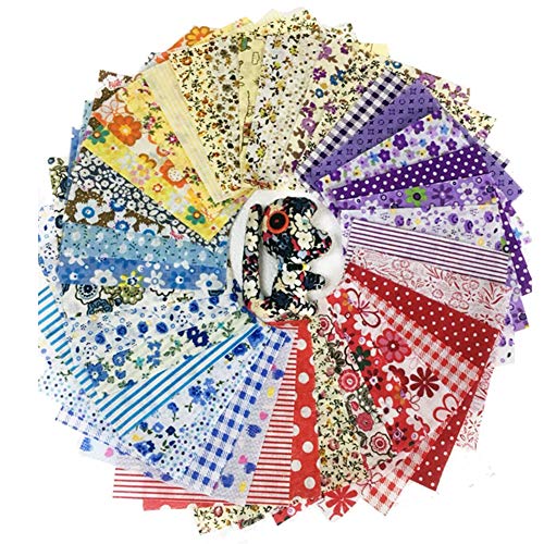 liuqingwind 30Pcs DIY Cloth Scrapbooking Quilting Sewing Fabric Flower Printed Patchwork Sewing Tissue to Patchwork,Quilting Squares Bundles Random Color & Style