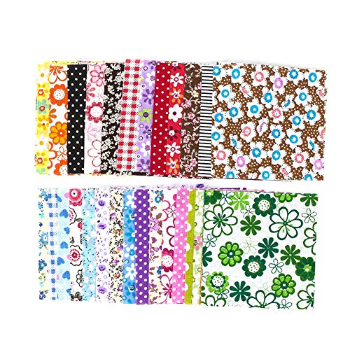 liuqingwind 30Pcs DIY Cloth Scrapbooking Quilting Sewing Fabric Flower Printed Patchwork Sewing Tissue to Patchwork,Quilting Squares Bundles Random Color & Style