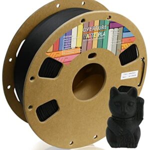 OVERTURE PLA Matte Filament 1.75mm, Matte PLA Roll 1kg Cardboard Spool (2.2lbs), Dimensional Accuracy +/- 0.03 mm (Matte Black)