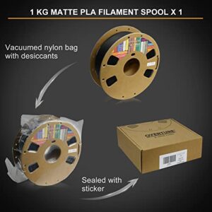 OVERTURE PLA Matte Filament 1.75mm, Matte PLA Roll 1kg Cardboard Spool (2.2lbs), Dimensional Accuracy +/- 0.03 mm (Matte Black)