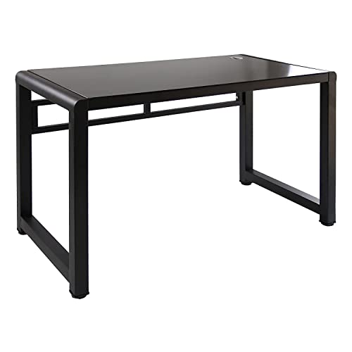 TY ARTS & CULTURE Computer Desk 47.2" Tempered Glass Desk Study Writing Table Personal Workstation Home Office Desk, Modern PC Laptop Desk USB Accessory Attribute Professional Office Desk Black Desk