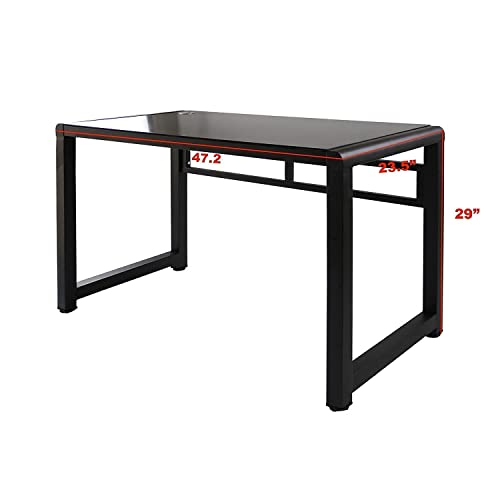 TY ARTS & CULTURE Computer Desk 47.2" Tempered Glass Desk Study Writing Table Personal Workstation Home Office Desk, Modern PC Laptop Desk USB Accessory Attribute Professional Office Desk Black Desk