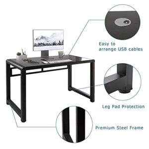 TY ARTS & CULTURE Computer Desk 47.2" Tempered Glass Desk Study Writing Table Personal Workstation Home Office Desk, Modern PC Laptop Desk USB Accessory Attribute Professional Office Desk Black Desk