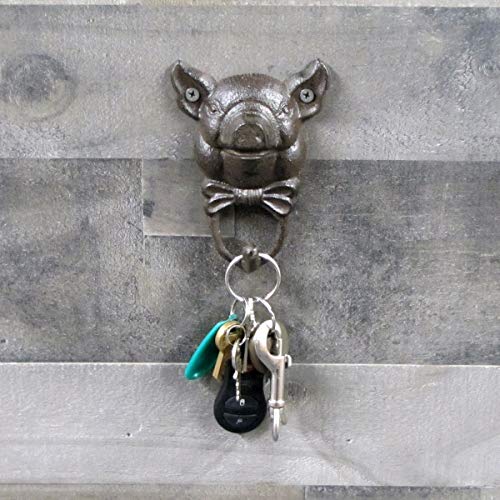 TG,LLC Treasure Gurus Funny Metal Pig Bow Tie Wall Hook Rustic Key Hanger Holder Coat Hat Rack Farmhouse Decor