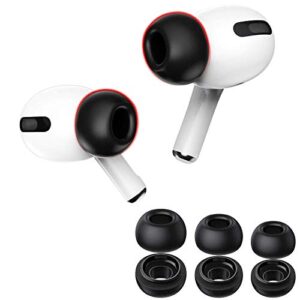 lanwow premium memory foam tips for airpods pro. no silicone eartips pain. anti-slip eartips. fit in the charging case, 3 pairs (s/m/l, black)