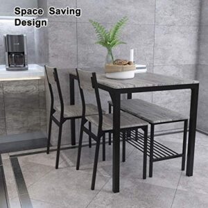 Teraves Dining Table Set for 4/Computer Desk,Kitchen Table with 2 Chairs and a Bench,Table and Chairs Dining Set 4 Picce Set for Dining Room