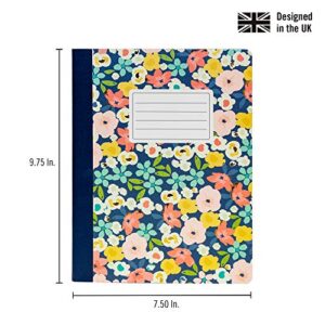 Pukka Pad, Carpe Diem Composition Notebooks - 3 Pack of Journals Featuring 140 Pages of College Ruled 80GSM Paper with Sturdy Cover Stock - 9.75 x 7.5in - Floral Love