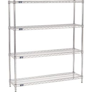 nexel 12" x 48" x 54", 4 tier adjustable wire shelving unit, nsf listed commercial storage rack, chrome finish, leveling feet