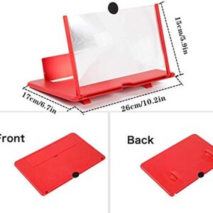 3D Screen Magnifier Amplifier, Boolian,HD Amplifier Projector for Movies, Videos and Games. Foldable Phone Stand with Screen Amplifier for All Smartphones (red)