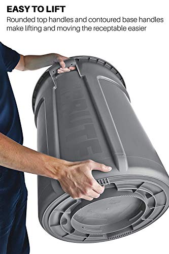 Rubbermaid Commercial Products-2136382 BRUTE Heavy-Duty Round Trash/Garbage Can with Venting Channels - 44 Gallon - Gray (Pack of 2)