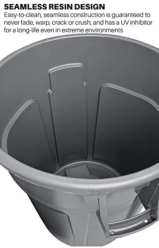 Rubbermaid Commercial Products-2136382 BRUTE Heavy-Duty Round Trash/Garbage Can with Venting Channels - 44 Gallon - Gray (Pack of 2)