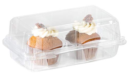 Nicole's 2 Compartment Deluxe Cupcake Container Cupcake Box | Two Cupcake Muffin Carrier with Deep Dome Hinged Lid | Set of 15