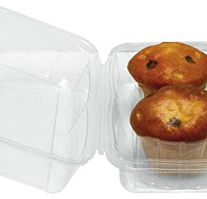 Nicole's 2 Compartment Deluxe Cupcake Container Cupcake Box | Two Cupcake Muffin Carrier with Deep Dome Hinged Lid | Set of 15