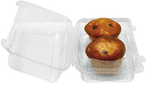 Nicole's 2 Compartment Deluxe Cupcake Container Cupcake Box | Two Cupcake Muffin Carrier with Deep Dome Hinged Lid | Set of 15