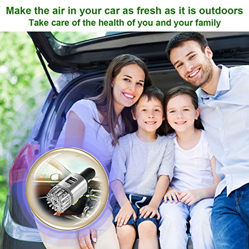 WEAL-Car-Air-Purifier-Ionizer, Car Air Freshener, Plug in Air Purifier, Ionizer, Air Ionizer, with Dual 5V/2.1A charger, Eliminate pm 2.5, Dust-Odor Pollen Smoke-Smell, Mini size Silver