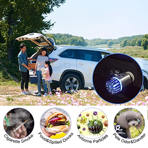 WEAL-Car-Air-Purifier-Ionizer, Car Air Freshener, Plug in Air Purifier, Ionizer, Air Ionizer, with Dual 5V/2.1A charger, Eliminate pm 2.5, Dust-Odor Pollen Smoke-Smell, Mini size Silver