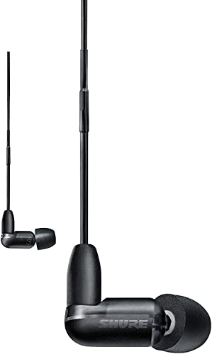 Shure AONIC 3 Wired Sound Isolating Earbuds, Clear Sound, Single Driver with BassPort, Secure in-Ear Fit, Detachable Cable, Durable Quality, Compatible with Apple & Android Devices - Black