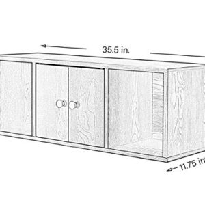 Basicwise Wall Mounted Computer Cabinet Floating Hutch, Brown