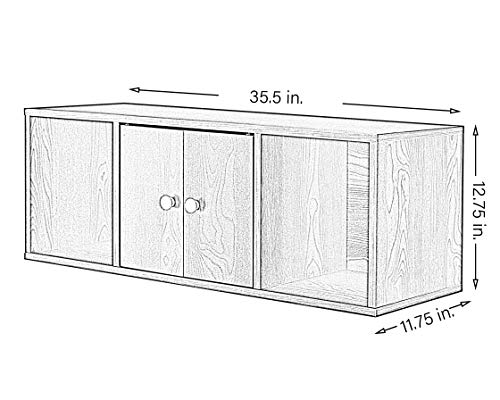 Basicwise Wall Mounted Computer Cabinet Floating Hutch, Brown