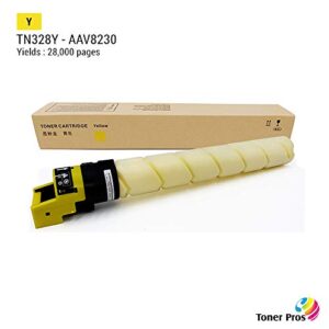 TONER PROS (TM) Compatible [High Yield] TN-328 (TN328) Toner Cartridge (TN328K TN328C TN328Y TN328M) for Konica Minolta Bizhub C250i C300i C360i Coiper Printer (4 Color Pack, 28K Pages)