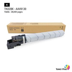 TONER PROS (TM) Compatible [High Yield] TN-328 (TN328) Toner Cartridge (TN328K TN328C TN328Y TN328M) for Konica Minolta Bizhub C250i C300i C360i Coiper Printer (4 Color Pack, 28K Pages)