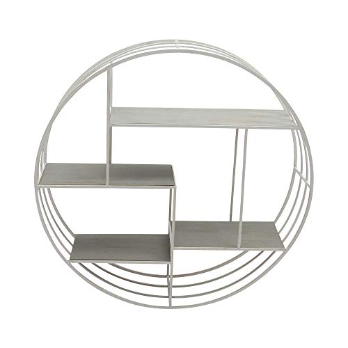 Sagebrook Home 11050 Round Wood/Metal Wall Shelf Gray/White, Grey