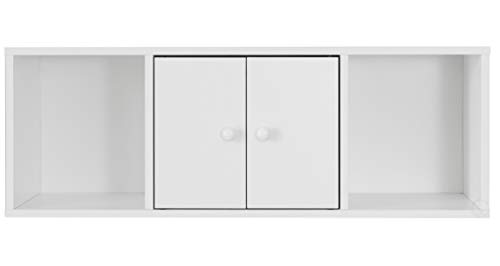 Basicwise Wall Mounted Computer Cabinet Floating Hutch, White