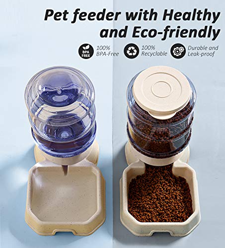 QLING Pet Feeder Food Dispenser Automatic for Dogs Cats, 100% BPA-Free, Gravity Refill, Easily Clean, Self Feeding for Small Large Pets Puppy Kitten Rabbit Bunny…