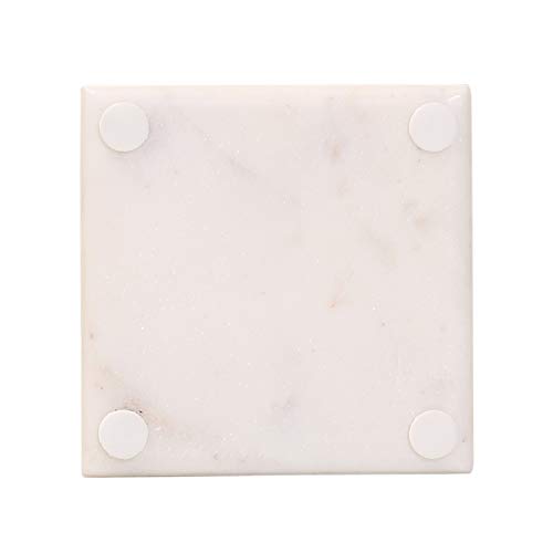 Drink Coasters, Handcrafted 4” Inch Square Marble Coasters – Set of 4