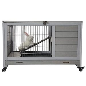 Rabbit Hutch Guinea Pig House Rabbit Cage for Small Animals 35.4"x20.87"x20.75"