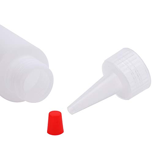 Bekith 40 Pack 2 oz Plastic Squeeze Condiment Bottles with Red Tip Caps, Small Empty Refillable Bottles for Icing, Cookie Decorating, Sauces, Condiments, Arts, Crafts