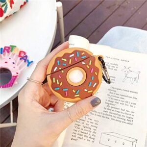 LKDEPO 3D Donuts Airpods Case with Keychain, Funny Cute Food Skin Design Silicone Cartoon Airpods Cover Compatible for Airpods 1/2 (Stylish Designer Designed for Teens Boys and Girls)