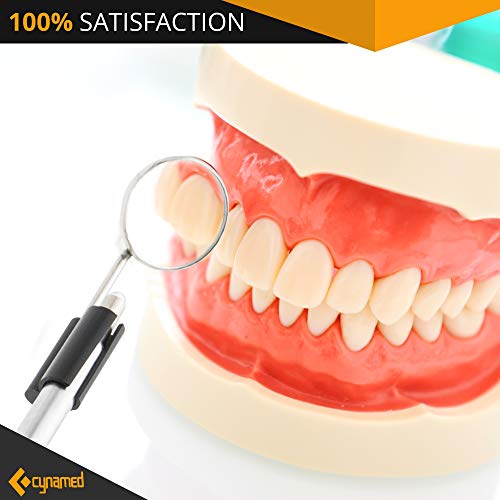 Cynamed Dental Inspection Mirror with LED Powered Illumination - Dental Veterinary First Aid Telescoping Hard to Reach Oral Mirror Anti-Fog Teeth Mouth Inspection