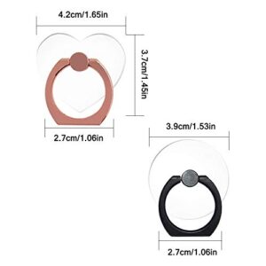 SENHAI 6 Pcs Transparent Mobile Phone Ring Holder, Round and Heart-Shaped 360 Degree Rotating Universal Ring Buckle Grip Stand for Smartphones, Tablets