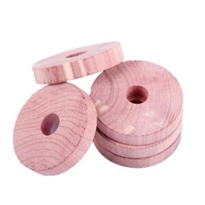 funspt 35 pcs cedar blocks disc with fragrance odor 100% nature aromatic red ceder planks for hanger wardrobes closets drawers freshener clothes,002