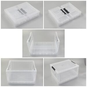 Rinboat 32 Quart Clear Collapsible Storage Box, Clear Plastic Storage Bins, 4 Packs