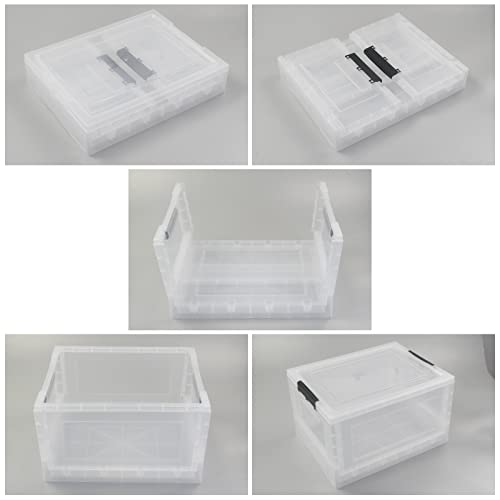 Rinboat 32 Quart Clear Collapsible Storage Box, Clear Plastic Storage Bins, 4 Packs