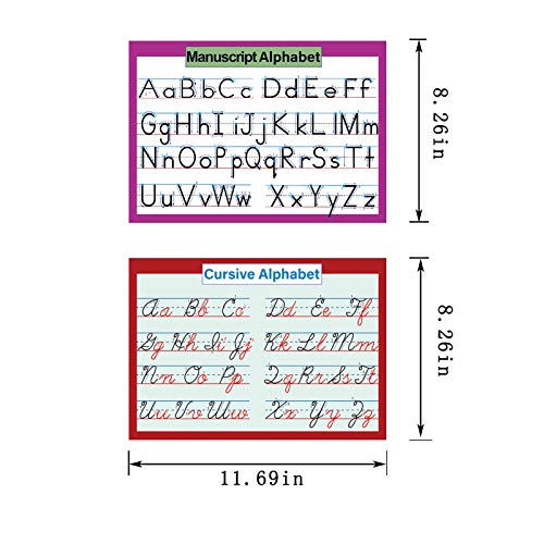 DFZUS Cursive & Manuscript Alphabet Writing Chart Educational Posters Set 2 Pack, Great for Early Learning Charts for Preschool, Daycares & Home School Teachers