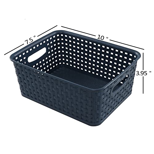 Tstorage Weave Plastic Storage Baskets, Plastic Shelf Basket Bins, 6 Packs