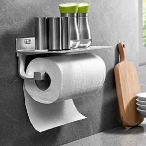 MISSMIN Paper Towel Holder with Shelf,Wall Mount 2-in-1 for Kitchen Shower Bathroom Organizer Storage