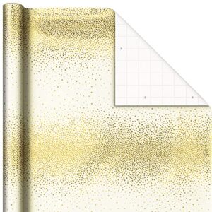 Hallmark Holographic Holiday Wrapping Paper with Cut Lines on Reverse (3 Rolls: 80 sq. ft. ttl) Winter Glow: Holographic Snowflakes, Navy Blue, Gold, Hanukkah, Christmas (0005JXW1060), Tri-Pack